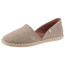 Espadrille VERBENAS "CARMEN SERRAJE", Damen, Gr. 36, braun (hellbraun), Veloursleder, unifarben, Schuhe Espadrille, Schlupfschuh, Sommerschuh, Loafer mit typischem Jute-Rahmen