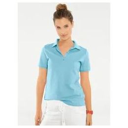 Poloshirt Heine "Poloshirt", Damen, Gr. 40, blau (t&uuml;rkis), 95% Baumwolle, 5% Elasthan, unifarben, Shirts