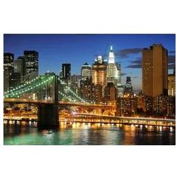 Fototapete papermoon "BROOKLYN BRIDGE-NEW YORK CITY MANHATTAN TIMES SQUARE", bunt, B:4m L:2,6m, Vlies, Tapeten