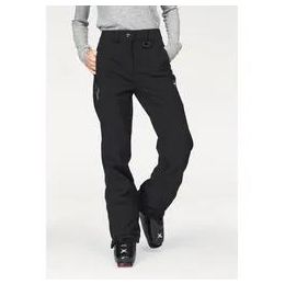 Skihose Polarino, Damen, Gr. 40, N-Gr, schwarz (schwarz (skihose aus best&auml;ndigem material)), Softshell, Obermaterial: 94% Polyester, 6% Elasthan. Futter: 100% Polyester, bequem lang, Hosen Skihose, Obermaterial wasserabweisend, windabweisend und atmungsaktiv