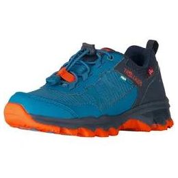 Outdoorschuh Trollkids "KIDS TROLLTUNGA HIKER LOW XT", Kinder, Gr. 33, atlantic blau, glow orange, schwarz navy, Synthetik, Schuhe Outdoorschuh, wasserdicht