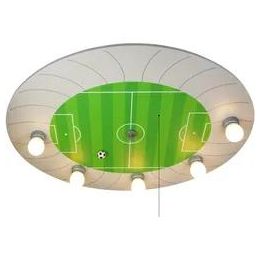 Niermann Standby NIERMANN Deckenleuchte "Fu&szlig;ball-Stadion, Kinderlampe", bunt (gr&uuml;n, silberfarben), 5, H: 7cm, 1 Stk., Leuchten, Zugschalter mit Schlummerfunktion, Kinderzimmer, Kinderlampe