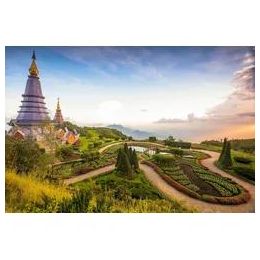 Fototapete papermoon "CHIANG MAI PAGODEN-THAILAND GARTEN WOLKE SONNE PANORAMA", bunt, B:4,5m L:2,8m, Vlies, Tapeten