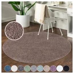 Hochflor-Teppich Carpet City "City Shaggy", braun, H:30mm &Oslash;:200cm, Polypropylen, Teppiche, Teppich Langflor, Uni, Shaggy, flauschig-weich