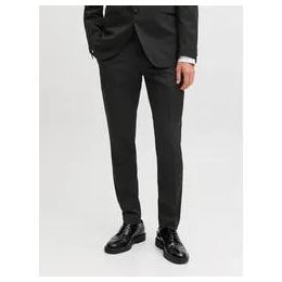 Jack & Jones Anzughose JACK & JONES "JPRFRANCO Hose mit schmalem Bein und cleanem Look", Herren, Gr. 52, N-Gr, schwarz, Web, Obermaterial: 78% Polyester, 17% Viskose, 4% Elasthan, 1% sonstige Fasern, unifarben, slim fit normal, Hosen Anzughose, meliert, modisch, slim fit, Kunstfaser
