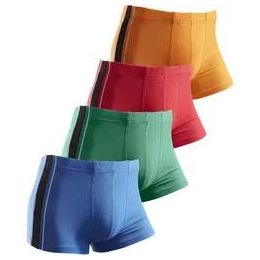 Boxer AUTHENTIC UNDERWEAR "Boxershorts f&uuml;r Herren", Herren, Gr. 4, 4 Stk., bunt (rot, orange, gr&uuml;n, blau), Jersey, Obermaterial: 95% Baumwolle, 5% Elasthan, unifarben, Unterhosen, mit kontrastfarbigen Streifen seitlich