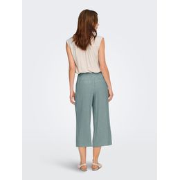 Culotte Only "ONLSIESTA HW LIN BL CLEAN CULOT PNT NOOS", Damen, Gr. L, N-Gr, abyss, Web, Obermaterial: 80% Viskose, 20% Leinen, unifarben, 7/8-L&auml;nge, Hosen Culotte, mit Leinen