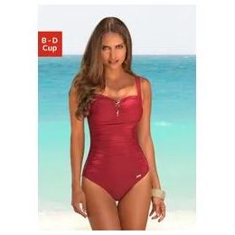 Badeanzug Lascana, Damen, Gr. 42, Cup B, rot, Polyamid, unifarben, Badeanz&uuml;ge Badeanzug, mit Pailletten-Verzierung und Shaping-Effekt