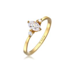 Fingerring Elli "Zirkonia Oval Verlobung 925 Silber" Gr. 54, gold, Fingerringe, Damen, 54mm,mit Steinen, Silber 925 (Sterlingsilber), 1,5mm, Fingerring