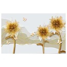 Fototapete papermoon "Muster mit Blumen und Schmetterlingen", bunt, B:5m L:2,8m, Vlies, Tapeten