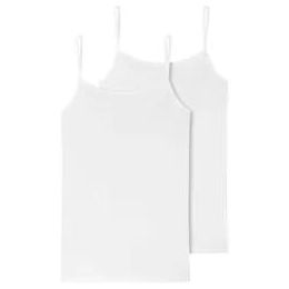 Unterhemd Schiesser "95/5", Damen, Gr. 46, N-Gr, wei&szlig; (100, wei&szlig;), Single Jersey, Obermaterial: 95% Baumwolle, 5% Elasthan, unifarben, k&ouml;rpernah, tiefer Rundhals, Unterhemden Unterhemd, mit Spaghetti-Tr&auml;gern