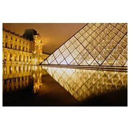 Fototapete papermoon "PARIS-LOUVRE FRANKREICH STADT KUNST MUSEUM PYRAMIDE", bunt, B:4,5m L:2,8m, Vlies, Tapeten