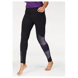 Leggings Kangaroos, Damen, Gr. 42, N-Gr, schwarz (schwarz, lila), Single Jersey, Obermaterial: 95% Baumwolle, 5% Elasthan, bedruckt, eng kn&ouml;chellang, Hosen Leggings, Gro&szlig;e Gr&ouml;&szlig;en