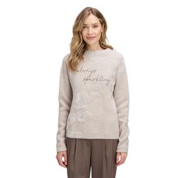 Strickpullover Betty Barclay "Damen mit Jacquard", Damen, Gr. 38, beige (taupe melange), Strick, Obermaterial: 47% Polyamid, 33% Baumwolle, 18% Polyester, 2% Elasthan, gerade normal, Pullover Strickpullover
