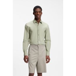 Langarmhemd Hugo "Kenno", Herren, Gr. 45, N-Gr, light, pastel gr&uuml;n337, Web, Obermaterial: 100% Baumwolle, unifarben, slim fit normal, Rundhals, 2-Knopf-Manschette mit Schlitz, Hemden, Slim-Fit Hemd aus b&uuml;gelleichter Baumwoll-Popeline