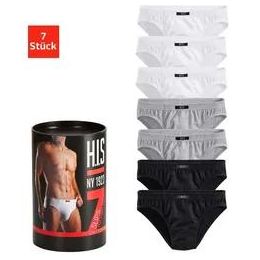 H.I.S. Slip H.I.S "Unterhosen f&uuml;r Herren", Herren, Gr. 8 (XXL), 7 Stk., schwarz-wei&szlig; (schwarz, grau, meliert, wei&szlig;), Jersey, Obermaterial: 95% Baumwolle, 5% Elasthan, unifarben, k&ouml;rpernah, Unterhosen Slip, aus Baumwoll-Mix in einer Dose verpackt