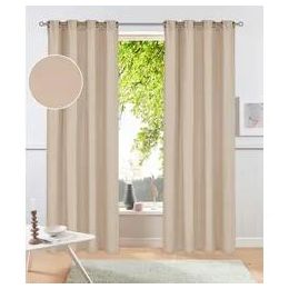Vorhang OTTO HOME "Raja" Gr. 4, beige (sand), B:140cm H:245cm, Polyester, Recyceltes Material, Gardinen, Blickdichtes Material, Einfache Montage, Pflegeleicht, &Ouml;sen Aufh&auml;ngung