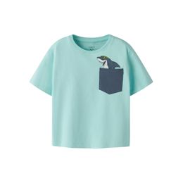 T-Shirt name it "NMMFIKZ SS NREG TOP BOX", M&auml;dchen, Gr. 104, limpet shell, Jersey, Obermaterial: 95% Baumwolle, 5% Elasthan, bedruckt, unifarben, normal normal, Rundhals, Shirts T-Shirt, mit kleiner, aufgesetzter Brusttasche
