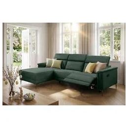 Ecksofa OTTO HOME "LUND, L-Form, 261cm, man. o. elektr. Relaxfunktion (mit USB-A)", gr&uuml;n (dunkelgr&uuml;n), B:261cm H:97cm T:179cm, Webstoff 100% Polyester, Sofas, Ecksofa, und Kopfteilverstellung