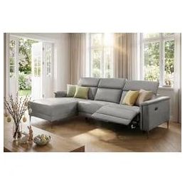 Ecksofa OTTO HOME "LUND, L-Form, 261cm, man. o. elektr. Relaxfunktion (mit USB-A)", grau (hellgrau), B:261cm H:97cm T:179cm, Webstoff 100% Polyester, Sofas, Ecksofa, und Kopfteilverstellung