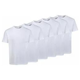 T-Shirt Fruit of the Loom "sechs St&uuml;ck in unterschiedlicher Farbkomination", Herren, Gr. S (44/46), wei&szlig;, Single Jersey, Obermaterial: 100% Baumwolle, unifarben, Basic, schmal normal, Rundhals, Shirts T-Shirt, mit Rundhalsausschnitt, Topseller