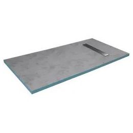 Duschwanne MARWELL, grau (silberfarben), B:160cm H:4cm T:90cm, Duschwannen, 160 x 90 x 4 cm, aus sehr stabilem Polystyrol, inkl. Ablaufrinne