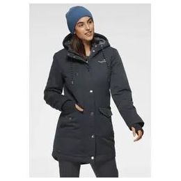 Langjacke Kangaroos, Damen, Gr. 48, blau (marine), Web, Obermaterial: 100% Polyester. Futter: 100% Polyester. Wattierung: 100% Polyester, gepunktet, kontrastfarbene Details, unifarben mit Farbeinsatz, figurumspielend Po-bedeckend, Jacken Langjacke, f&uuml;r den &Uuml;bergang, aus leichtem Webmaterial, modisch