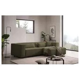 Ecksofa "PIARA mit Kedernaht, Cord, Leinenoptik o. Strukturstoff, Couch, L-Form", gr&uuml;n (khaki), B:267cm H:66cm T:167cm, 100% Polyester, LeGer Home by Lena Gercke, Sofas, Ecksofa, wahlweise Ottomane rechts/links, schwarze F&uuml;&szlig;e, bequemer Sitzkomfort