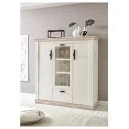 Highboard Home Affaire "Florenz", wei&szlig; (pinie wei&szlig;), B:140cm H:146cm T:44cm, Sideboards, Highboard, im romantischen Landhaus-Look, Breite 140 cm