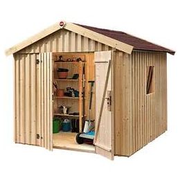 Gartenhaus Weka "Schwedenhaus", beige (naturbelassen), ohne Dacheindeckung, Massivholz, Gartenh&auml;user, Gartenhaus