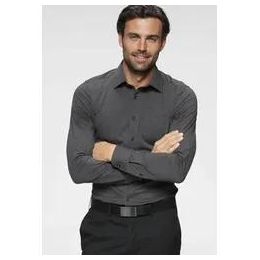 Businesshemd OLYMP "Level Five body fit Jerseyshirt", Herren, Gr. 37, N-Gr, grau (anthrazit), Web, Obermaterial: 92% Baumwolle, 8% Elasthan, schmal, Hemden, in Jersey Qualit&auml;t
