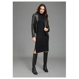Strickkleid Bruno Banani, Damen, Gr. 36, N-Gr, schwarz, Strick, Obermaterial: 50% Viskose, 28% Polyester, 22% Polyamid, clean, unifarben, l&auml;ssig geschnitten kniebedeckend, Rippstrickb&uuml;ndchen, Kleider Strickkleid, festliche Anl&auml;sse, kniefreie L&auml;nge, eleganter Look