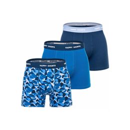 Boxershorts Happy Shorts "Boxershort 3er Pack", Damen, Gr. L, bunt (camouflage blau), Obermaterial: 95% Baumwolle CO. 5% Elasthan EL., Unterhosen