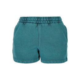 Sweatshorts Urban Classics "Urban Classics Damen Ladies Stone Washed Shorts", Damen, Gr. L, US-Gr&ouml;&szlig;en, watergr&uuml;n, 70% Baumwolle, 30% Polyester, unifarben, loose fit, Hosen Sweatshorts
