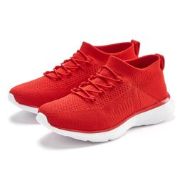 Sneaker Lascana "Slipper, Halbschuh, Turnschuhe, Slip-On-Sneaker, bequem", Damen, Gr. 38, rot, Obermaterial: 100% Textilmaterial. Decksohle: 100% Textilmaterial. Futter: 100% Textilmaterial. Laufsohle: 100% Synthetik, unifarben, Basic, Schuhe Sneaker, zum Reinschl&uuml;pfen mit elastischen Schn&uuml;rb&auml;ndern ultraleicht VEGAN, Topseller