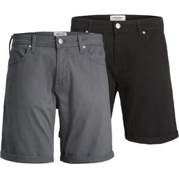 Jack & Jones Shorts JACK & JONES "JPSTRICK DYLAN ORIGINAL SHORTS MP 2PK", Herren, Gr. S, N-Gr, schwarz pack:castlerock, Web, Obermaterial: 98% Baumwolle, 2% Elasthan, unifarben, regular fit, Hosen Shorts