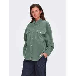 Hemdbluse Only "ONLTIGGY L/S CORD SHACKET PNT", Damen, Gr. S, lilypad, Cord, Obermaterial: 100% Baumwolle, unifarben, oversize h&uuml;ftbedeckend, Blusen Hemdbluse, Baumwolle, oversize