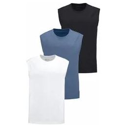 MAN'S WORLD Muscleshirt MAN'S WORLD, Herren, Gr. XXL (60/62), blau (schwarz, wei&szlig;, blau), Single Jersey, Obermaterial: 100% Baumwolle. Obermaterial wei&szlig;: 100% Baumwolle, unifarben, Basic, normal, Rundhals, Shirts, &auml;rmellos, Basic-Stil, unifarben, Rundhalsausschnitt