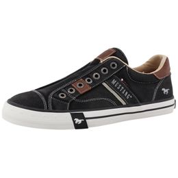 Slip-On Sneaker Mustang Shoes "Calogero", Herren, Gr. 46, schwarz, Baumwolle, Schuhe, Slipper, Freizeitschuh, Halbschuh mit Kontrastn&auml;hten