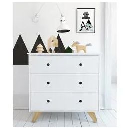 M&ouml;bilia Schubkastenkommode M&Ouml;BILIA "Dolidoo", wei&szlig; (wei&szlig;, natur), B:95cm H:90cm T:50cm, MDF, Massivholz, Sideboards, im modernen Scandi Design