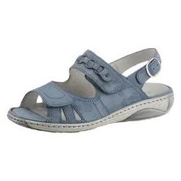 Waldl&auml;ufer Riemchensandale WALDL&Auml;UFER "GARDA", Damen, Gr. 4,5 (37,5), blau (jeansblau), Nubukleder, unifarben, Schuhe Riemchensandale, Sommerschuh, Sandalette, Keilabsatz, mit Druckknopf, G-Weite