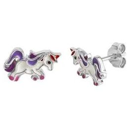 Paar Ohrstecker Firetti "Schmuck Geschenk Silber 925 Ohrschmuck Einhorn", bunt (silberfarben, wei&szlig;, rosa, rot, lila, schwarz), Ohrringe, M&auml;dchen, Silber 925 (Sterlingsilber)