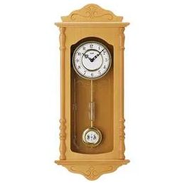 Pendelwanduhr AMS "W7013/16", braun (erlefarben), Wanduhren, B/H/L: 30cm x 10cm x 68cm, Quarzuhr, Holz-/Glasgeh&auml;use,Erle,Esszimmer,Wohnzimmer,Made in Germany