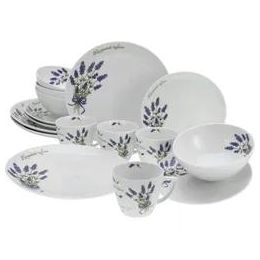 Kombiservice Creatable "Home Lavendel", lila (lavendel), 16 Stk., Porzellan, Geschirr-Sets, Kombiservice, Lavendel-Dekor
