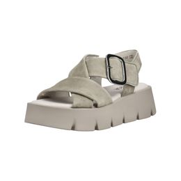 Plateausandaletten Gabor "Gabor Sandalen Leder", Damen, Gr. 37,5, grau, Leder, Schuhe