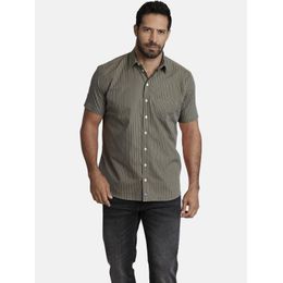 Streifenhemd Jan Vanderstorm "Streifenhemd PERTTU", Herren, Gr. 5 XL, weit, gr&uuml;n (oliv), Obermaterial: 100% Baumwolle CO., gestreift, comfort fit normal, Hemden