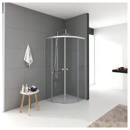 Duschwand MARWELL "Chrystal Round", silber, B:90cm H:185cm T:90cm, Duschw&auml;nde, Dusche mit Aluminiumprofilen in silber matt, mit Schiebet&uuml;r