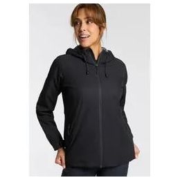 Regenjacke CMP, Damen, Gr. 50, schwarz (nero), Obermaterial: 100% Polyester. Futter: 100% Polyester, eingesetzt abgestepptes B&uuml;ndchen mit innenliegendem Gummizug,mit verstellbarem Klettverschluss, Jacken Regenjacke, Atmungsaktiv & Winddicht & Wasserdicht, &Uuml;bergangsjacke