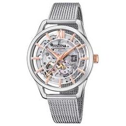 Automatikuhr Festina "Automatik", silber (silberfarben), Armbanduhren, Damen, Automatikuhr, Armbanduhr, Damenuhr, mechanische Uhr, Edelstahlarmband