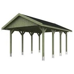 Skan Holz Einzelcarport SKANHOLZ "Wallgau", gr&uuml;n, B/H/T: 430cm x 215cm x 600cm, Carports, mit schwarzen Dachschindeln